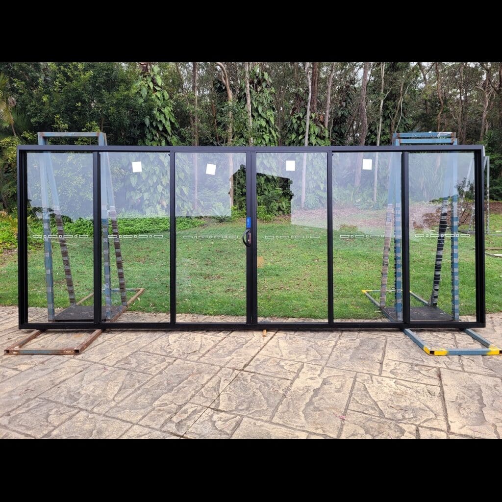 Sliding Aluminium Centre Opening Stacker Door w/ Clear Glass